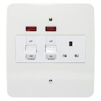 Electrical Supplier. 45A Double Pole Cooker Control Unit with Neon