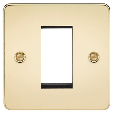 Electrical Supplier. Flat Plate 1G Modular Faceplate - Polished Brass