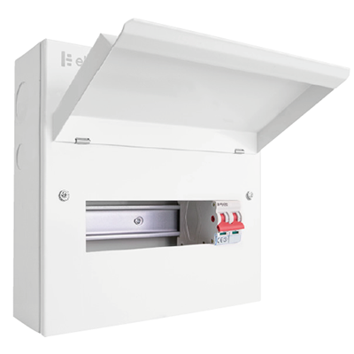 Electrical Supplier. 10 Way Metal Consumer Unit with 100A Mains Switch ...