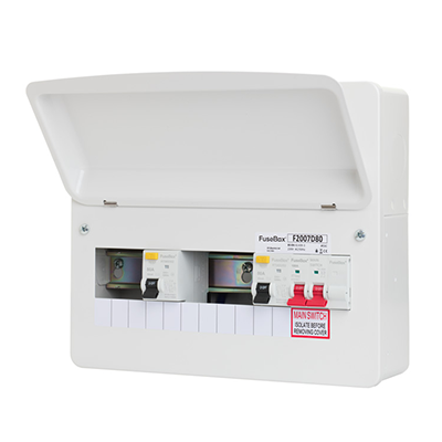 Electrical Supplier. 7 Way 100A High Integrity Dual RCD Consumer Unit